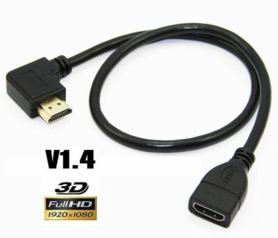 0.5m RIGHT ANGLE FLAT HDMI Extension Cable Plug To Female For Amazon ...
