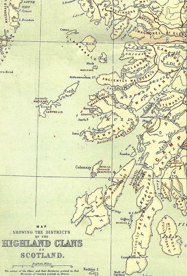 Map showing the Districts of the Highland Clans of Scotland Art Poster ...
