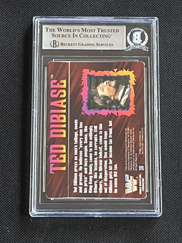 TED DiBIASE 1995 ACTION PACKED WWF SIGNED AUTOGRAPHED CARD BECKETT BAS ...