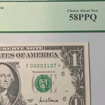 2001 STAR Note ONE DOLLAR PCGS 58 PPQ - With Low Serial Numbers Free ...