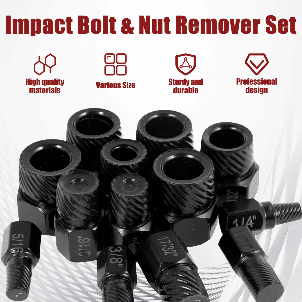 26Pcs Bolt Nut Extractor Set Damaged Impact Bolt Nut Remover Tool ...