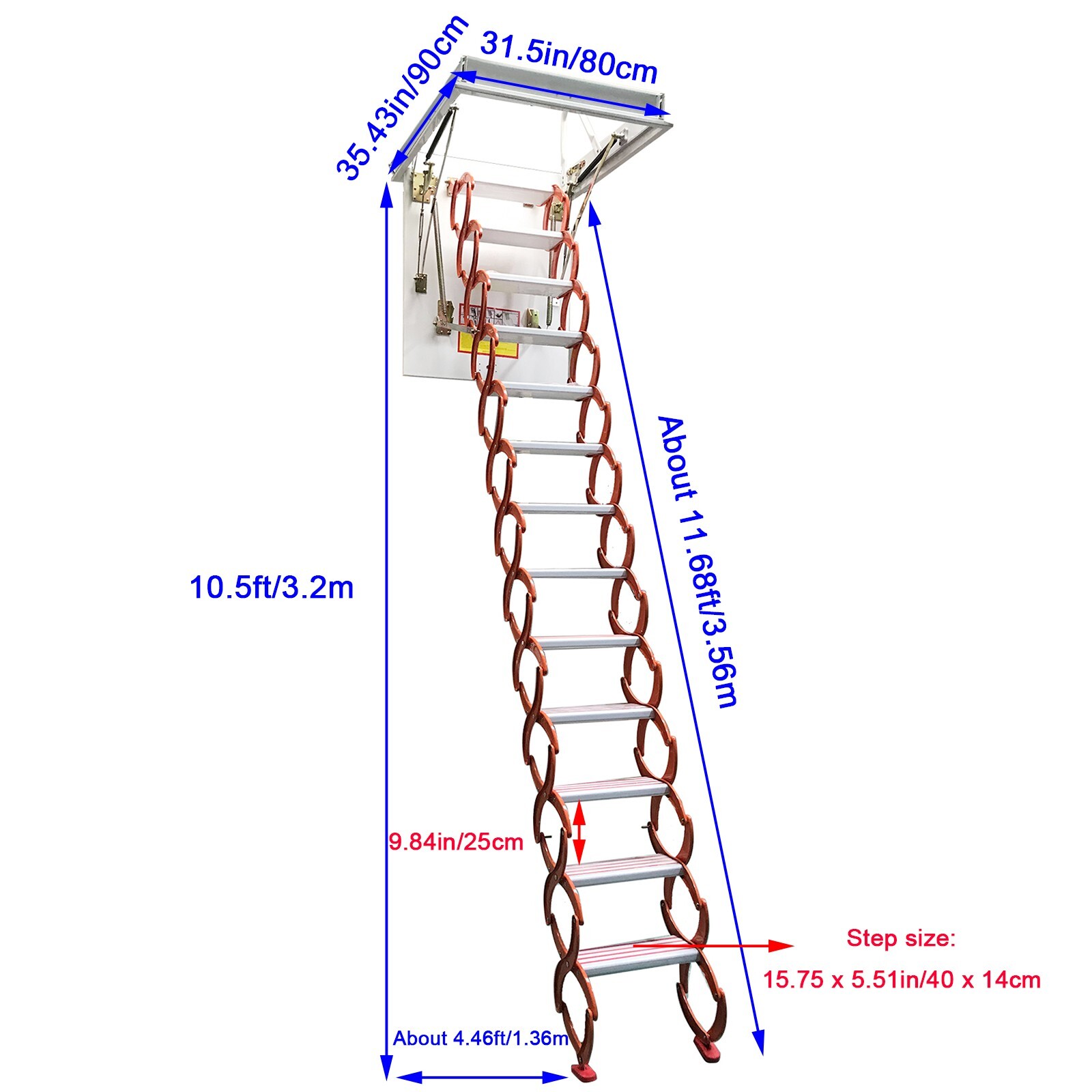 Al-Mag Alloy Attic Pull Down Ceiling Stairs 80*90cm Size Hidden Folding ...