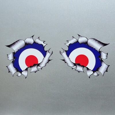 2x Small RAF Mod Target Roundel Ripped Metal Vinyl Sticker Decal ...