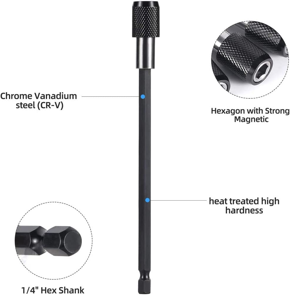 3Pcs Drill Bit Extender, 1/4 Inch Hex Shank Quick Release Bar Socket ...