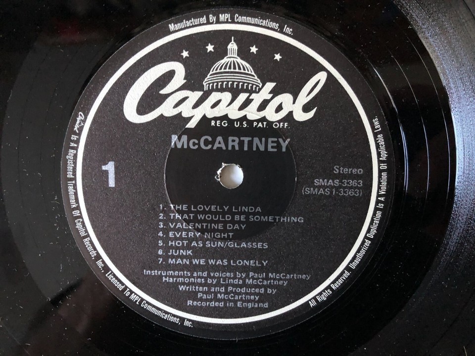 Beatles Paul MCCARTNEY 1977 Capitol Black Silver White label Los ...