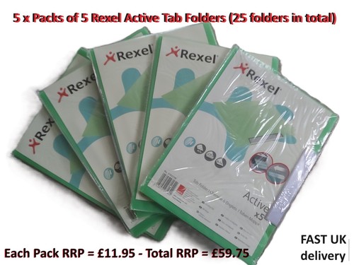 Rexel Active Tab Folders - 5x packs of 5 = 25 folders in total. Total ...