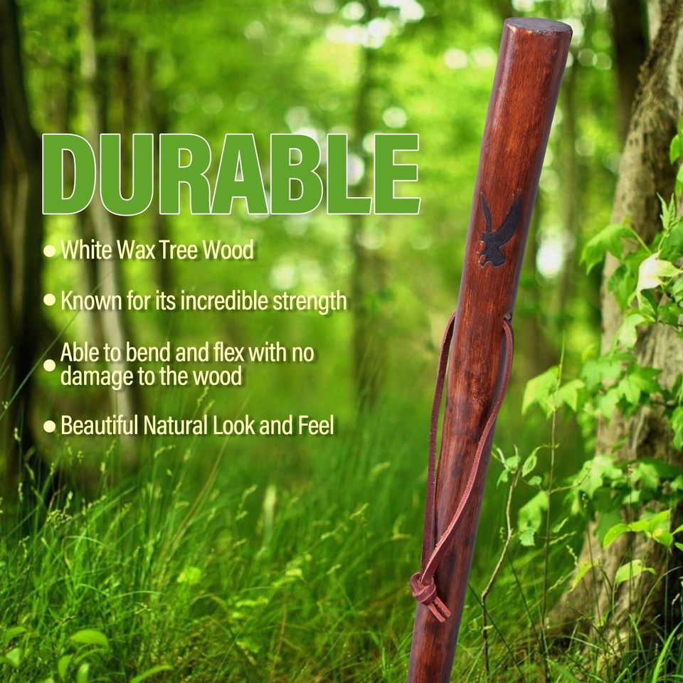 55 in Rustic Wood Walking Stick, Traditional Style Handle, for Men ...