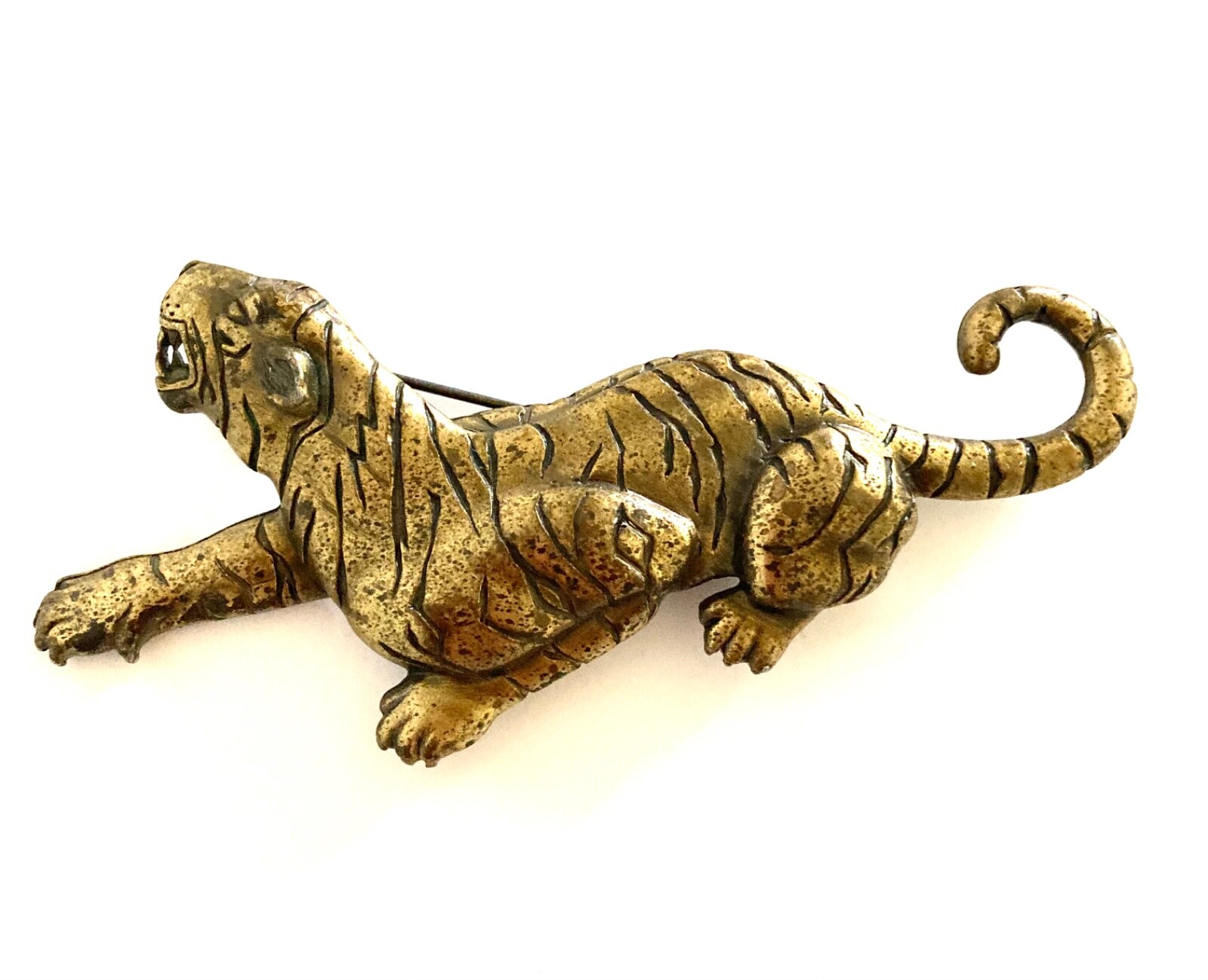 1986 JJ Jonette Metal Crouching Tiger Pin Brooch Sig… - Gem