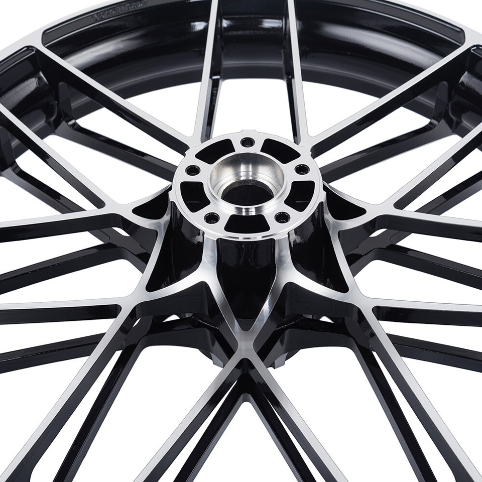 Sleek Double-Spoke Wheel 21 inch Black CNC Contrast Front Wheels Fits ...