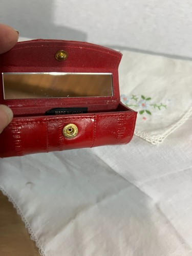 Vintage 80s Red Eel Skin Leather Lipstick Case w Mirror | eBay