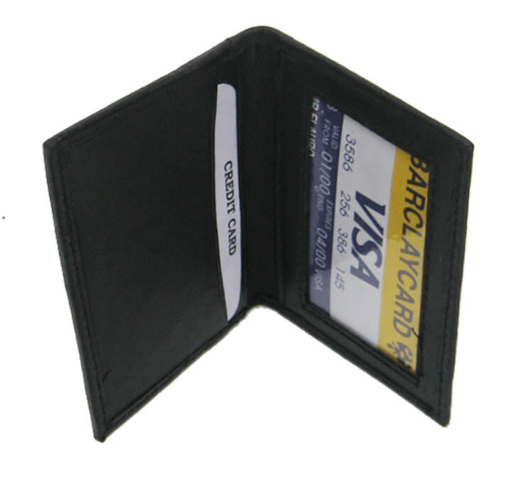 Black Men's Bifold Leather Thin Window ID Thin Credit Cards Wallet ID ...