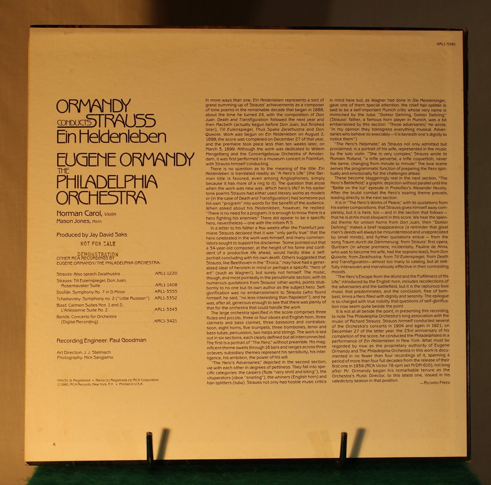ORMANDY Conducts Strauss-Philadelphia Orchestra--Promo LP | eBay