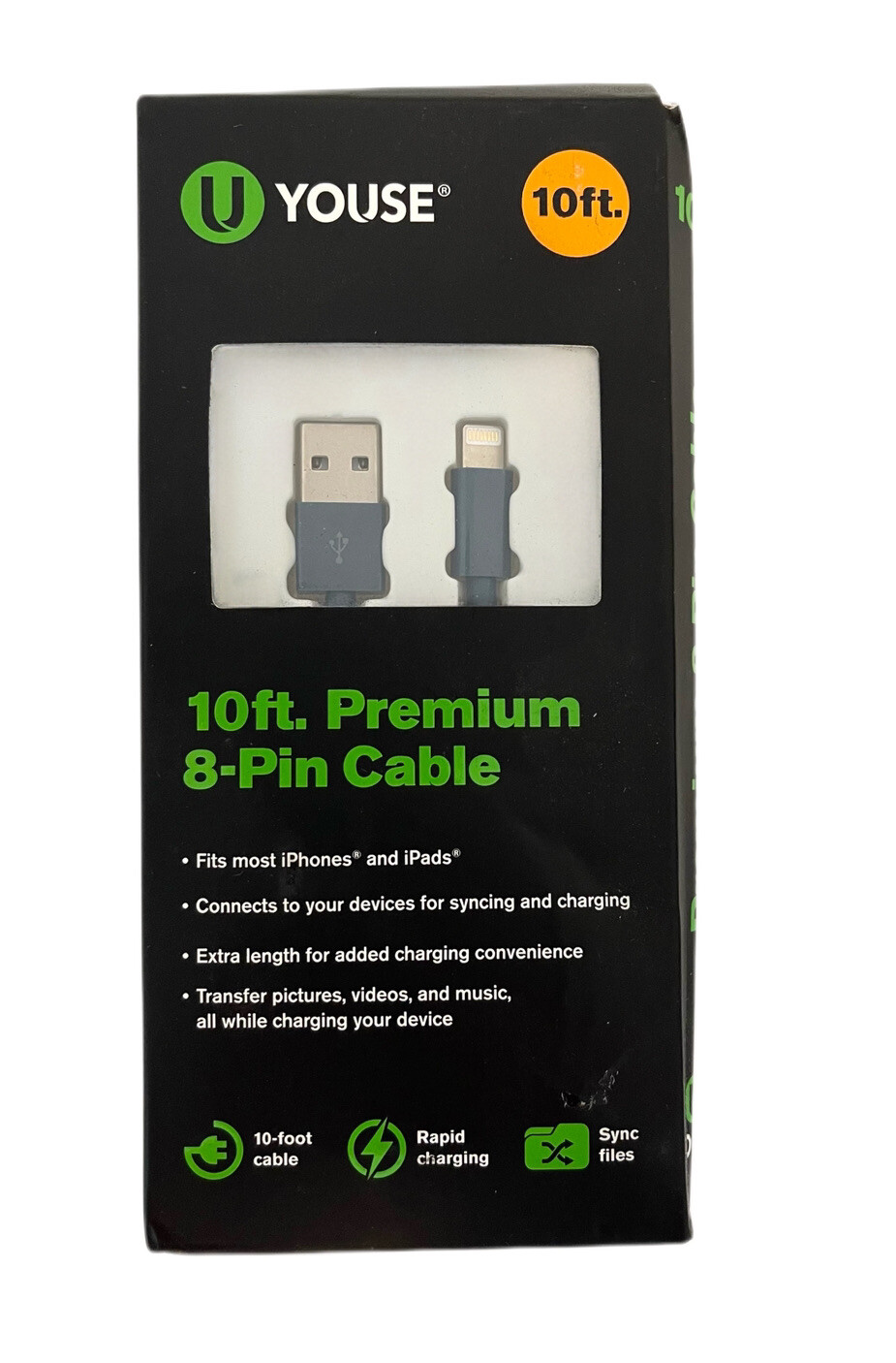 U Youse 10 FT. Premium 8-pin Cable High Quality Blue Cable & Charge ...