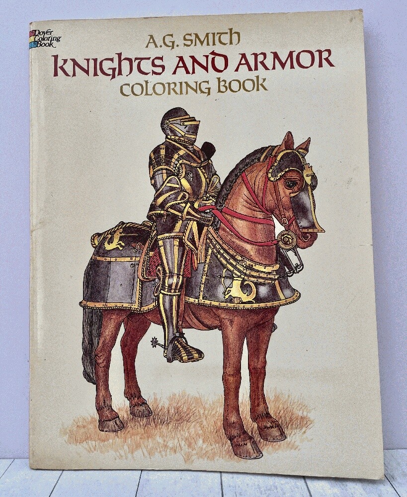 Knights and Armor Coloring Book, Uncolored! Vintage 1985, 42 Plates ...