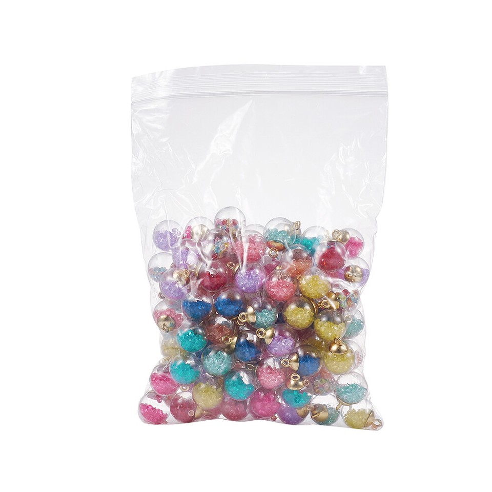 100pcs Colorful Glass Ball Pendants Rhinestone Smooth Mini Charms Craft ...