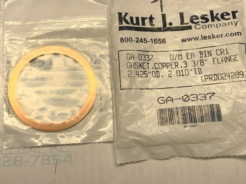 KURT J. LESKER 3-3/8" FLANGE COPPER GASKETS GA-0337 | eBay