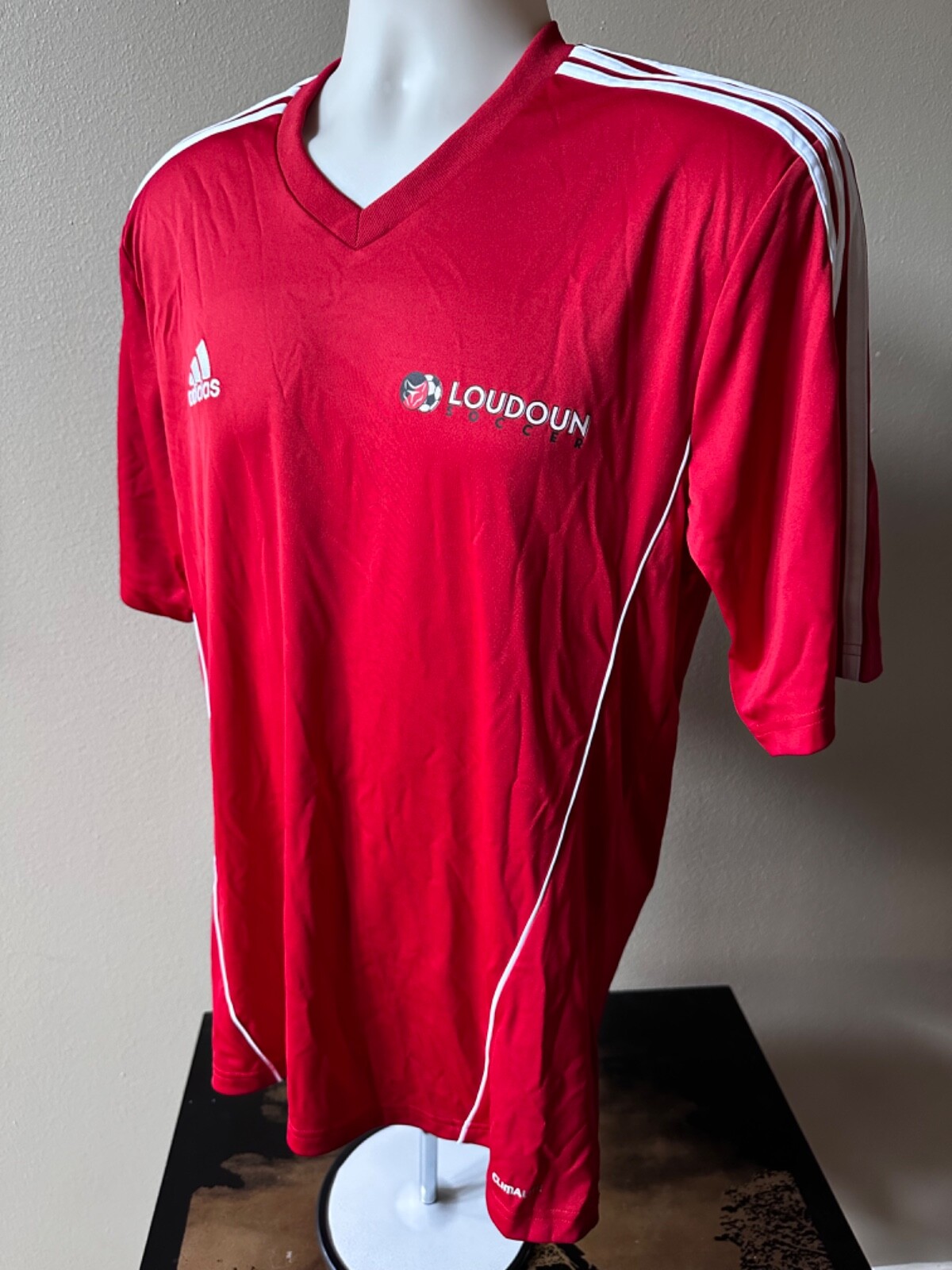 Adidas (3 Stripes Logo) Loudoun Soccer ClimaLite Jersey (L) Red | eBay