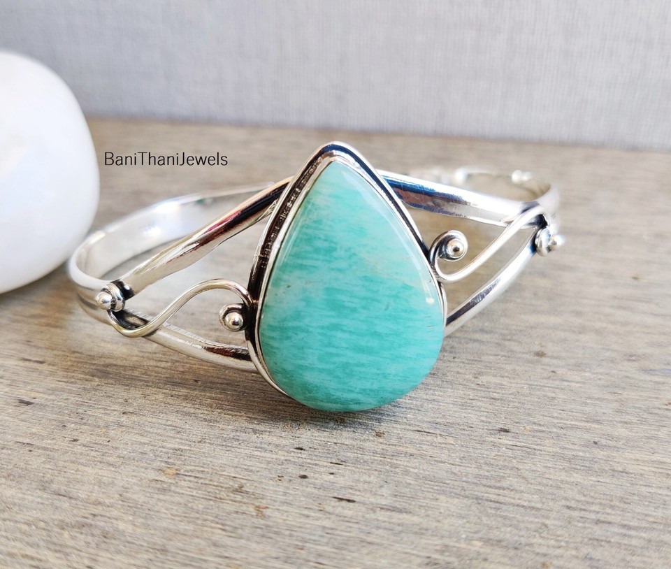 Amazonite Bangle, Adjustable Bangle, Silver Jewelry, Women Bangle, Gift Bracelet | eBay
