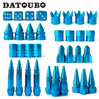 Light Blue Color Car Tire Valve Stem Caps sets,Spike Crown Tire Air ...