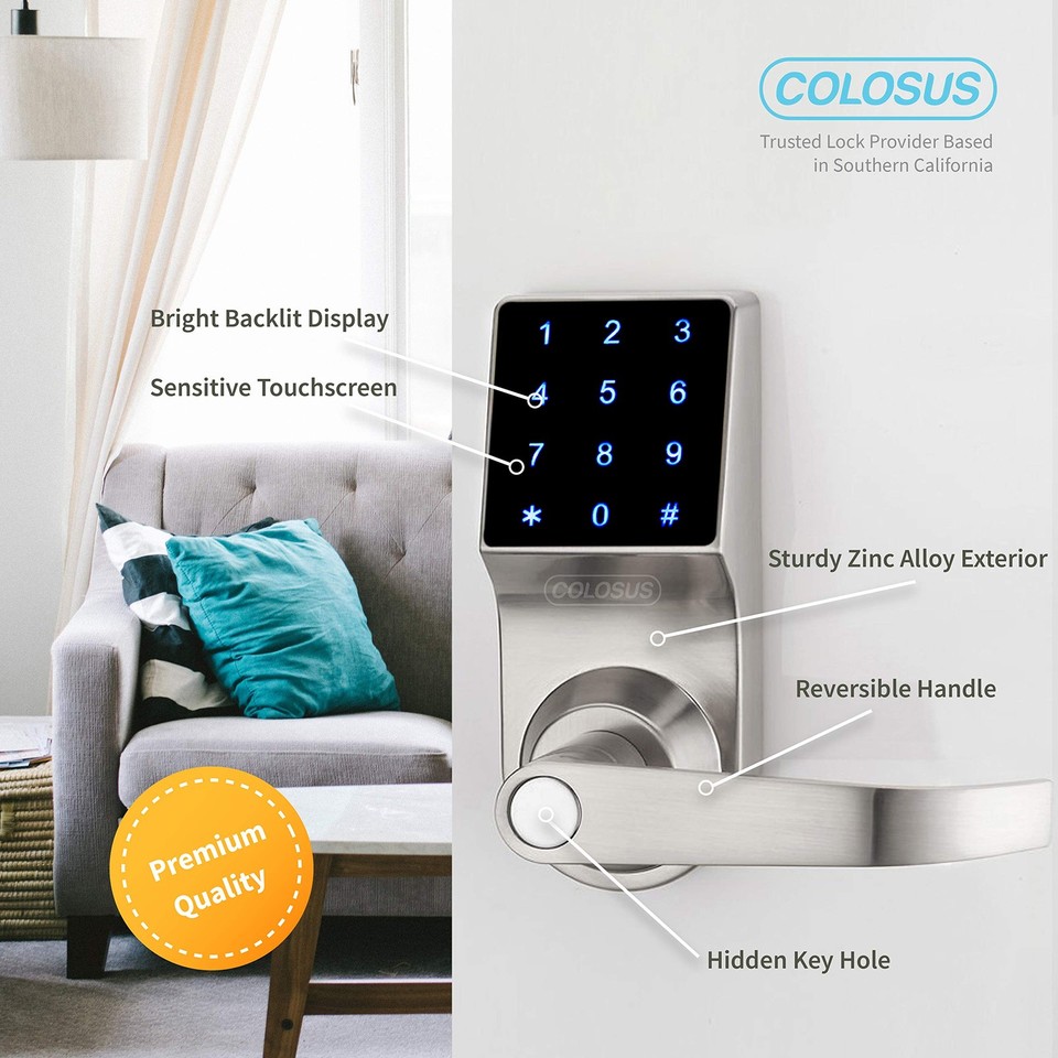 Electronic Keyless Door Lock, Keyless Entry with Touchscreen, Key Fobs ...