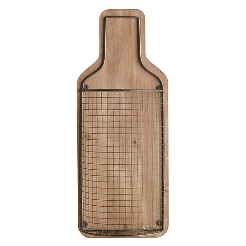 Bottle Shaped Wire Cage and Wood Wall Wine Cork Holder, 8" L x 5" W x ...