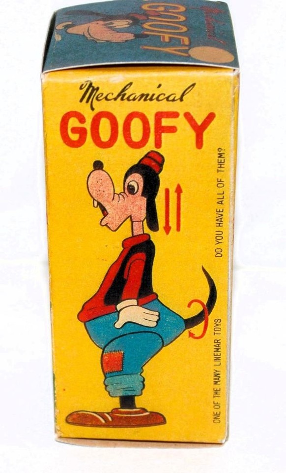 SCARCE NEAR MINT DISNEY 1950s GOOFY LINEMAR WIND-UP TOY+ "NEW" REPLICA ...