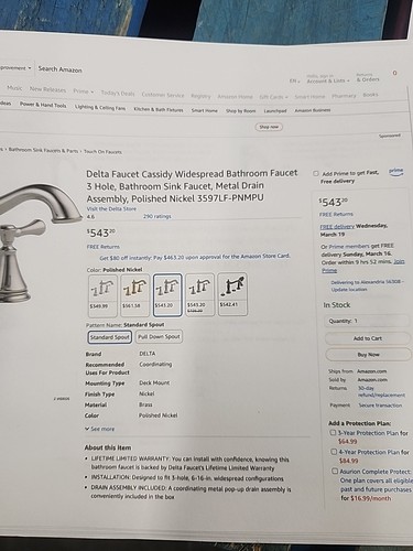 Delta 3597LF-PNMPU Cassidy Widespread Bathroom Faucet - Nickel | eBay