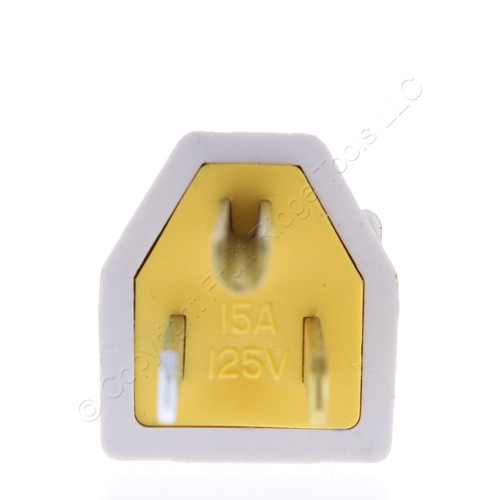 Eaton White Straight Blade Plug Cord End 15A 125V NEMA 5-15 5-15P Bulk ...