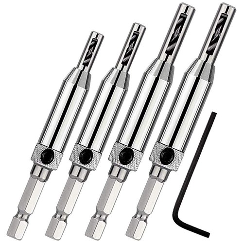4 Pcs Self Centering Drill Bit Set For Hinges Center Drill Bit Set 1/4 ...
