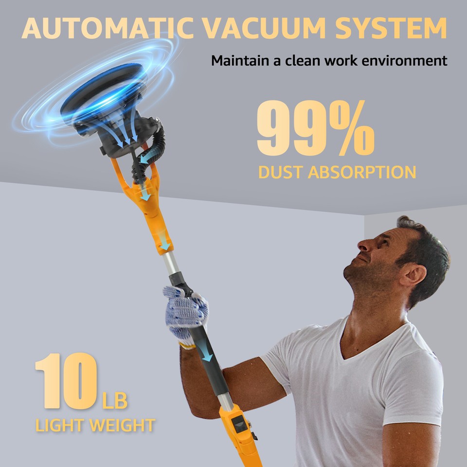 Foldable Drywall Sander, 950W 800-2100RPM Disc Sander with Foldable ...