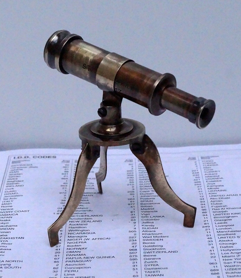 Victorian Brass Telescope with Mini Tripod Stand Antique Vintage ...