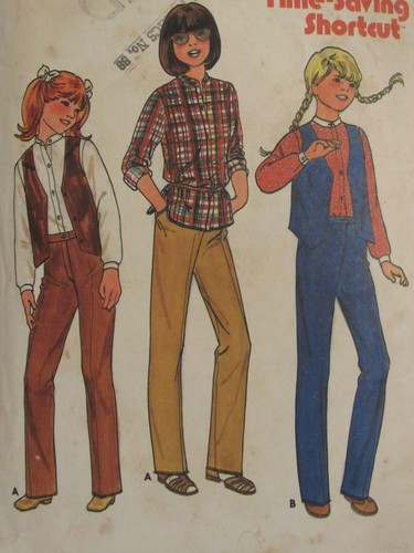 Amazing VTG 70s BUTTERICK 6610 Girls Shirt Vest & Pants PATTERN 12/30B ...
