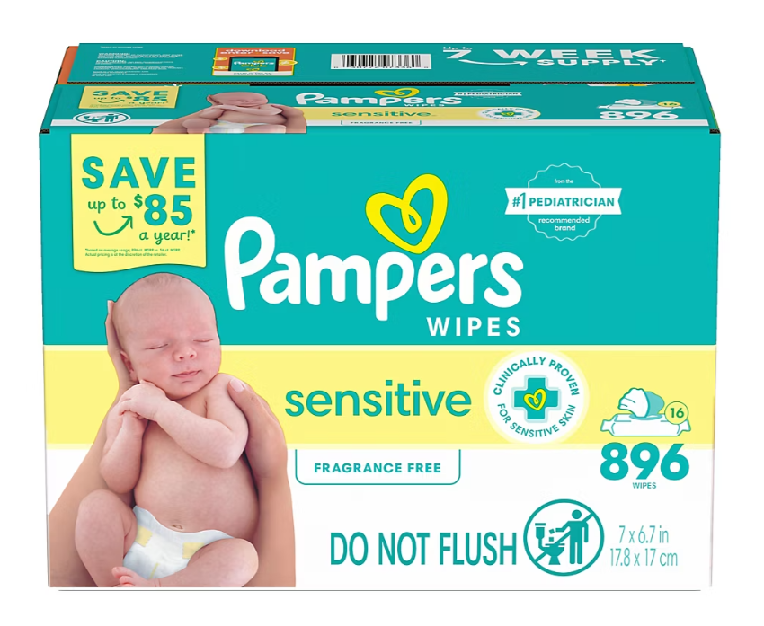 Pampers 990290067 Sensitive Baby Wipes Perfume Pop-Top Packs (896 Count ...
