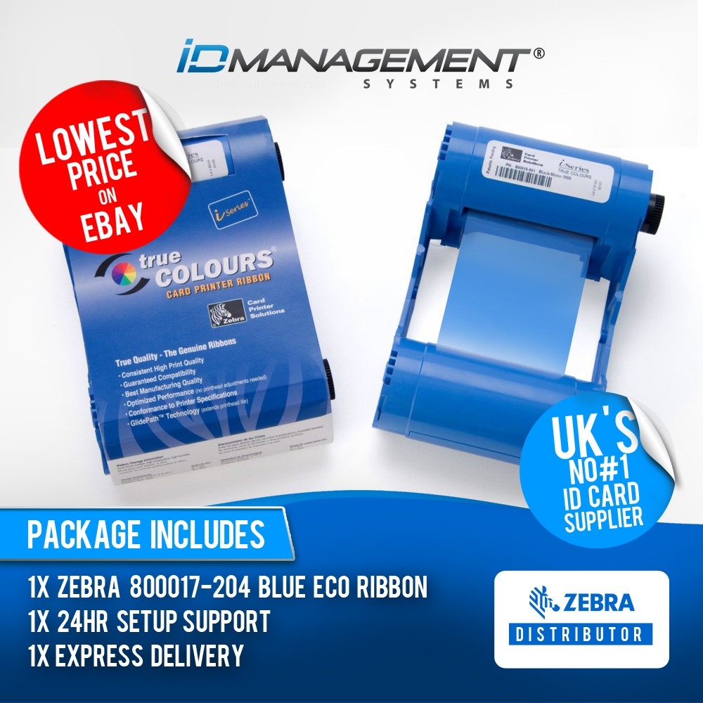 Zebra Blue Ribbon for P100i, P110i, P110m, P120i Printers • 1000 Prints ...