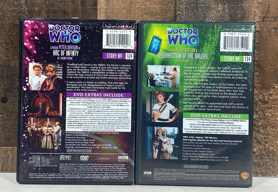 Doctor Who DVD Lot of 10 Stories from The Peter Davison and Colin Baker ...