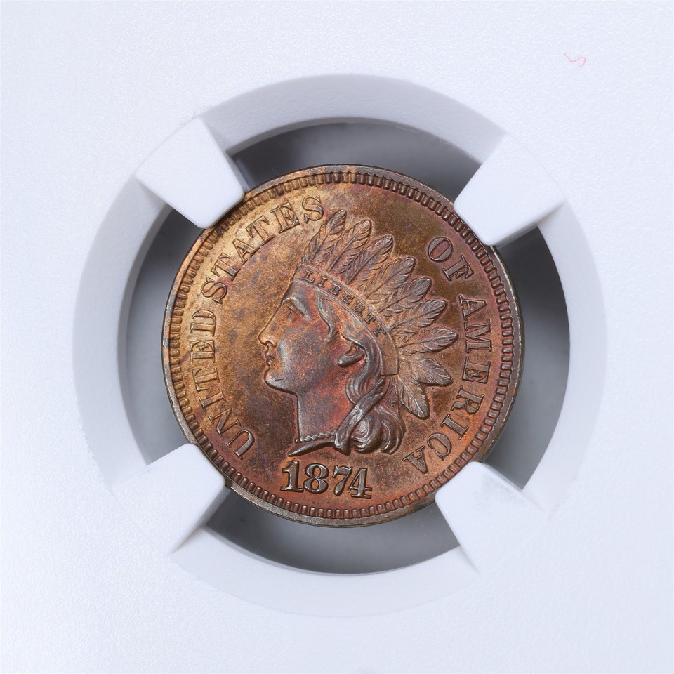 1874 1C Proof Indian Head Cent PF65 BN NGC 8424905-017 Mintage of 700 ...