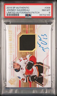 Johnny Gaudreau 2014 SP Authentic Limited Autograph Patch PSA 8 #306 ...