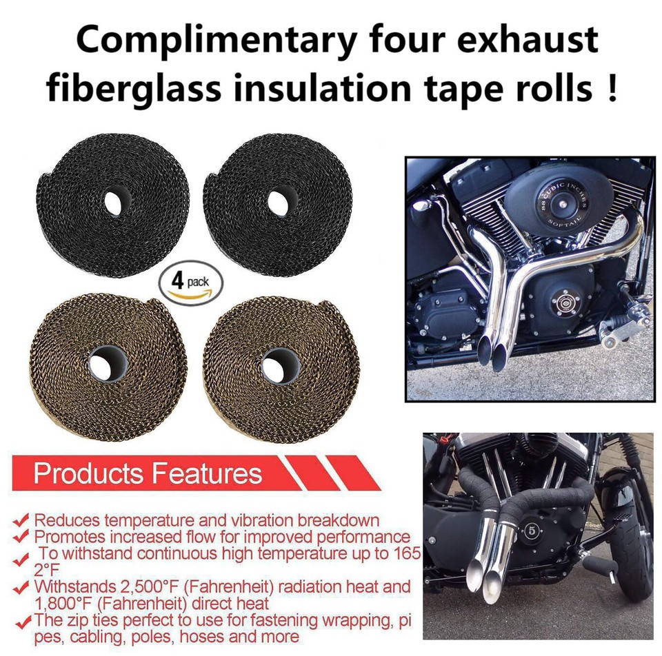 2" LAF Exhaust Pipes w/ Flange Kits for Harley Sportster Softail Chrome ...