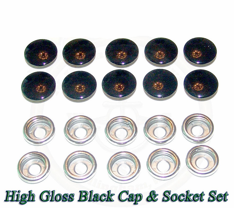 Stainless Steel Snap Fasteners, Black Enamel Finish Cap & Socket Only ...
