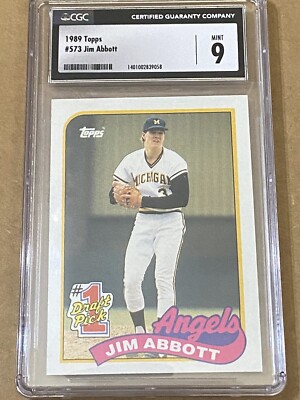 CGC 9 1989 Topps Jim Abbott Rookie Card #573 Angels MLB | eBay