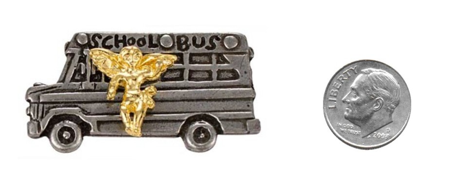 School Bus Pin Guardian Angel Pin Pewter Bus Driver Pin Gift Made in ...