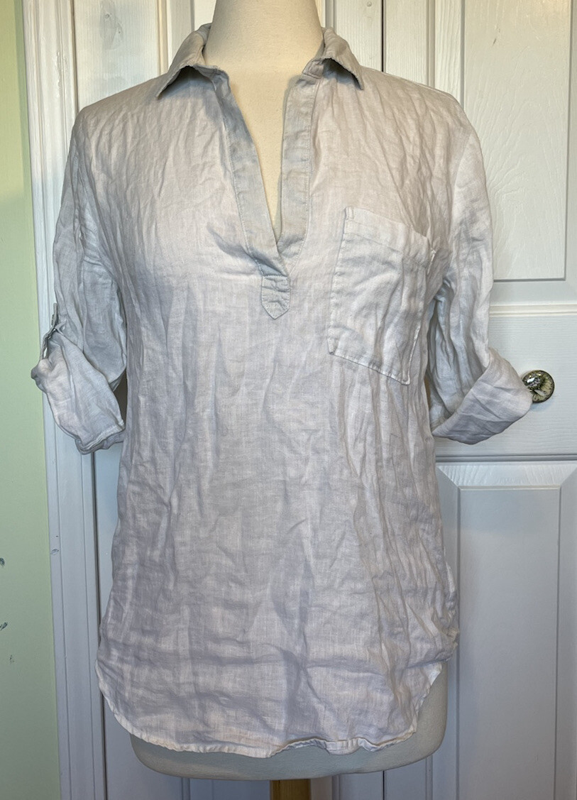 Side Stitch Los Angeles linen popover blouse short sl… - Gem