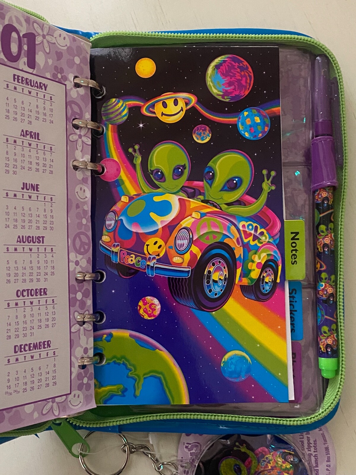 Vintage Lisa Frank Zoomer Zorbit Aliens Prism Purple Planner With Keychain | eBay