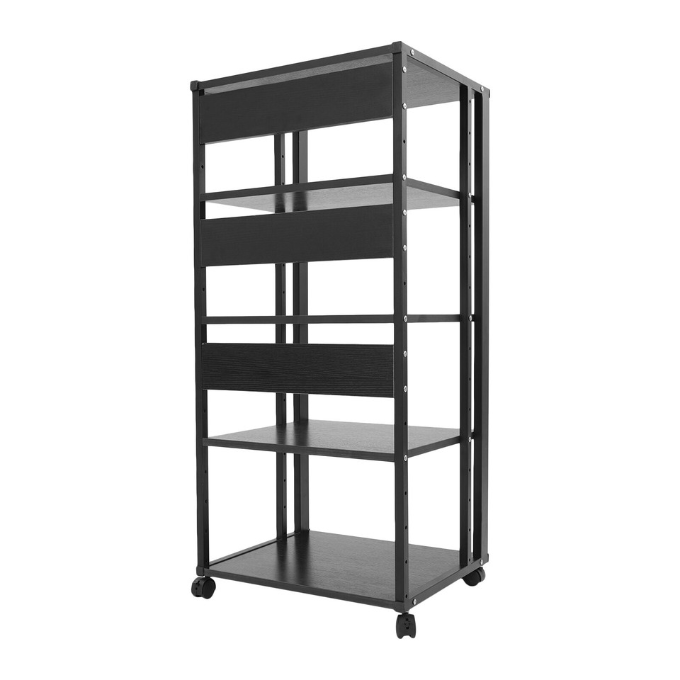 5-Tier AV Media Stand Rack Black Tall Heavy Duty Audio-Video Media ...