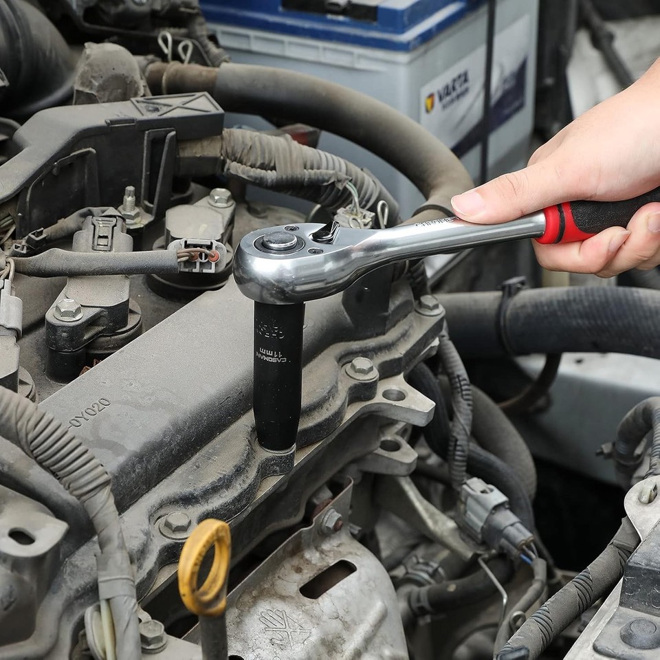 11-Piece Chrome Vanadium Deep Impact Socket Set, 6-Point, Black ...