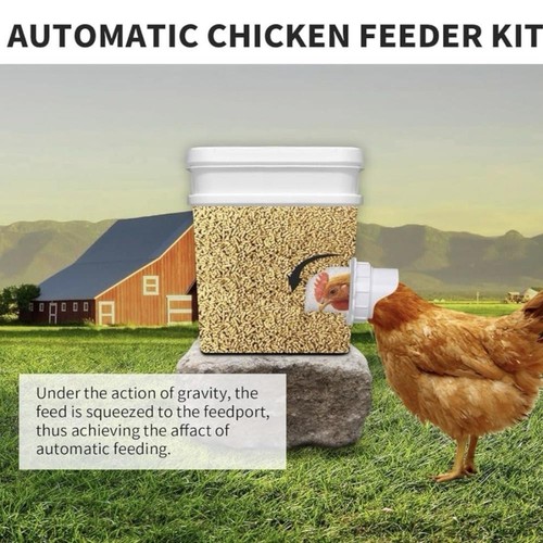 6Pcs/Set Automatic DIY Chicken Feeder Rain Proof Poultry Port Gravity ...