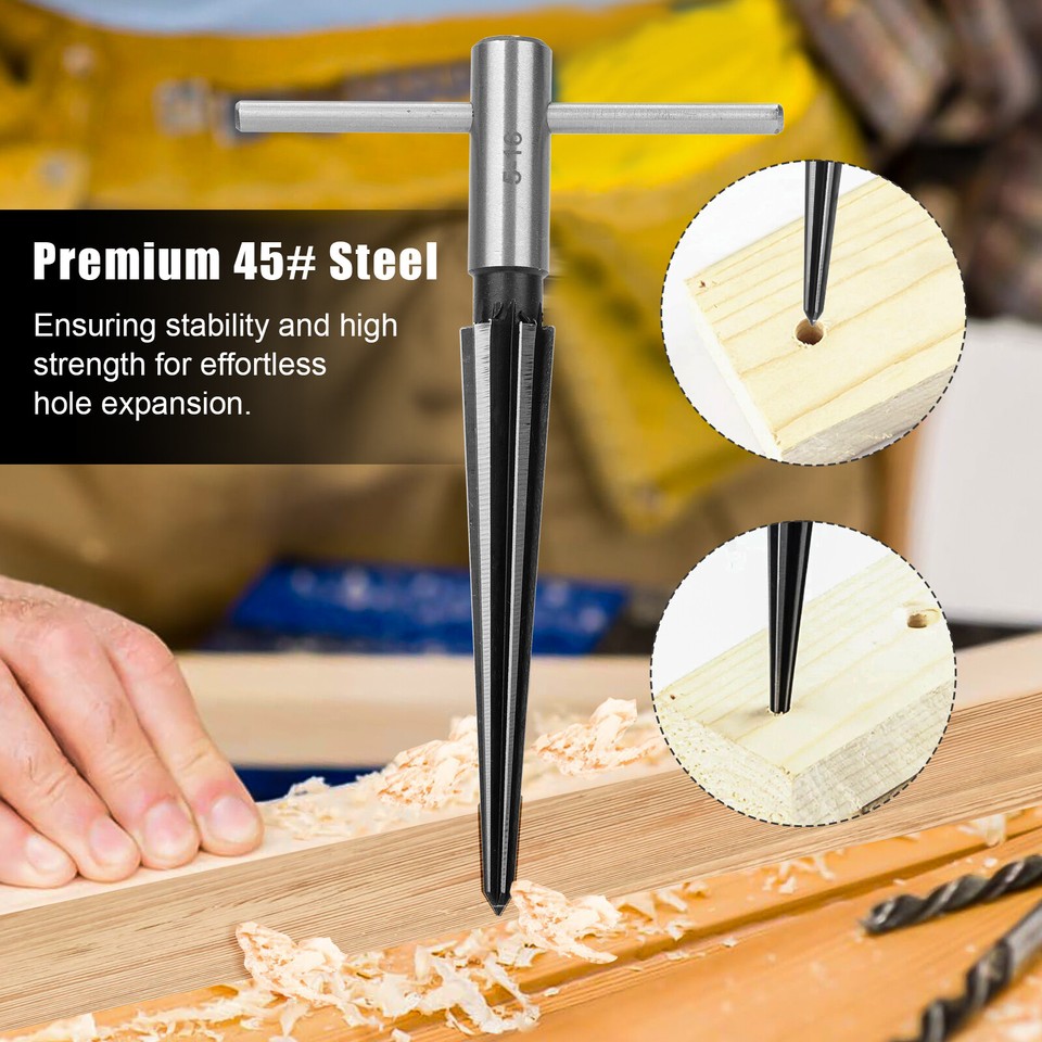 2 pcs Tapered Reamers T Handle 5 Fluted Chamfer Bridge Pin Hole Hand ...