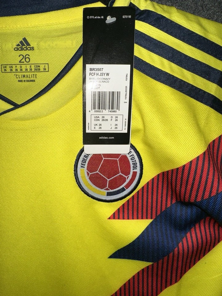 Adidas Federacion Columbia 2018 WORLD CUP Soccer Jersey Futbol Size 26 ...