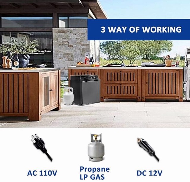 SMAD 1.4 Cu Ft Propane Gas Refrigerator Truck Camper Fridge 3 Way ...