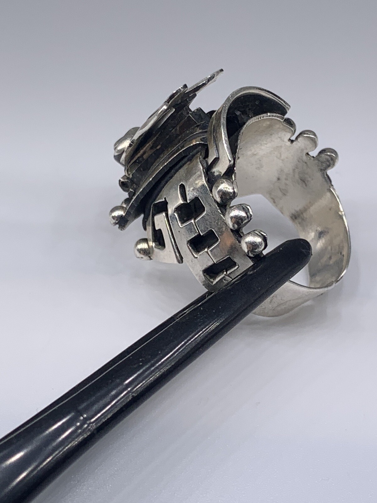 Vintage Fine Bulky Sterling Silver Large Mexico Adjus… - Gem